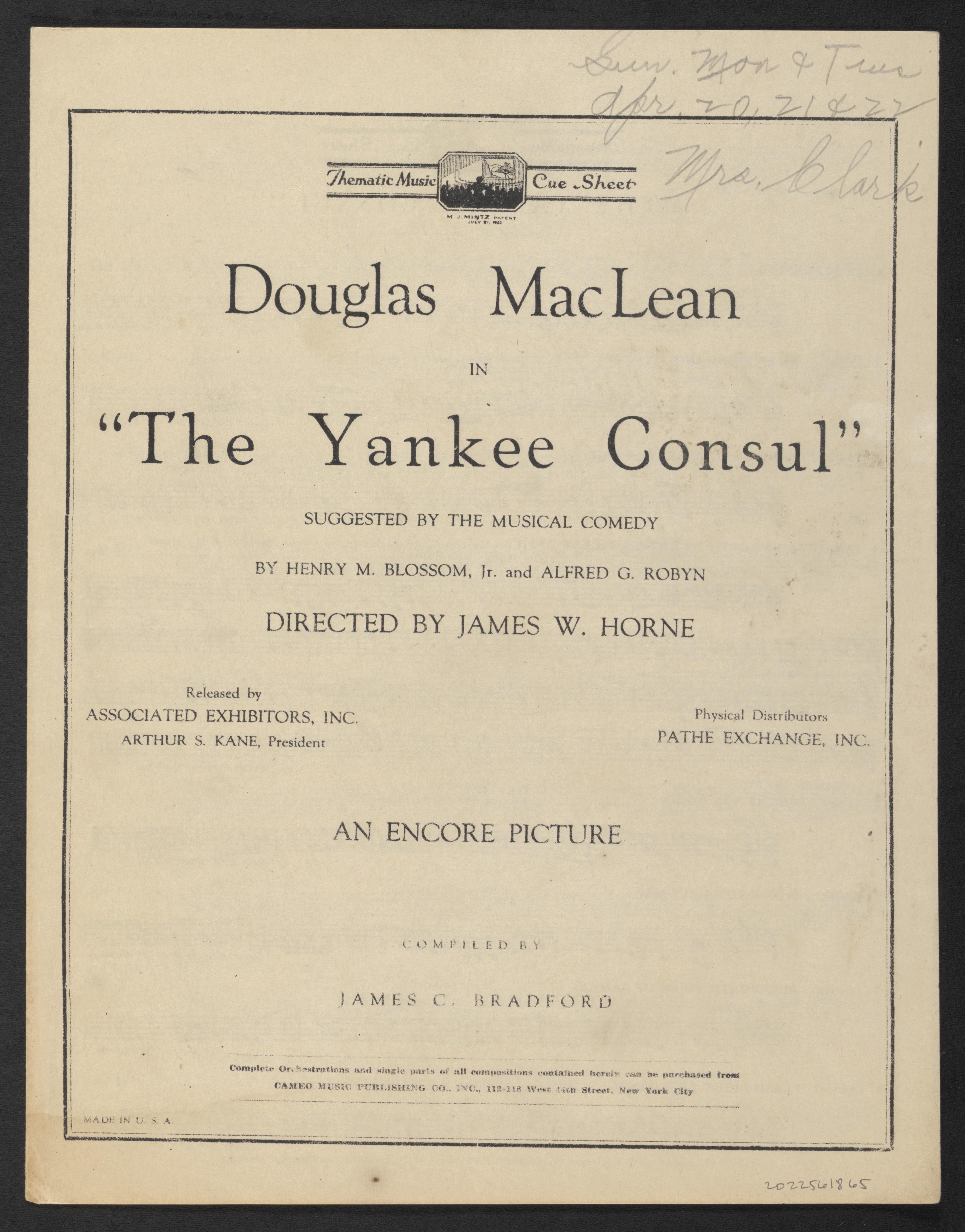 By the People Douglas MacLean in "The Yankee consul" (Silent Film Music ...