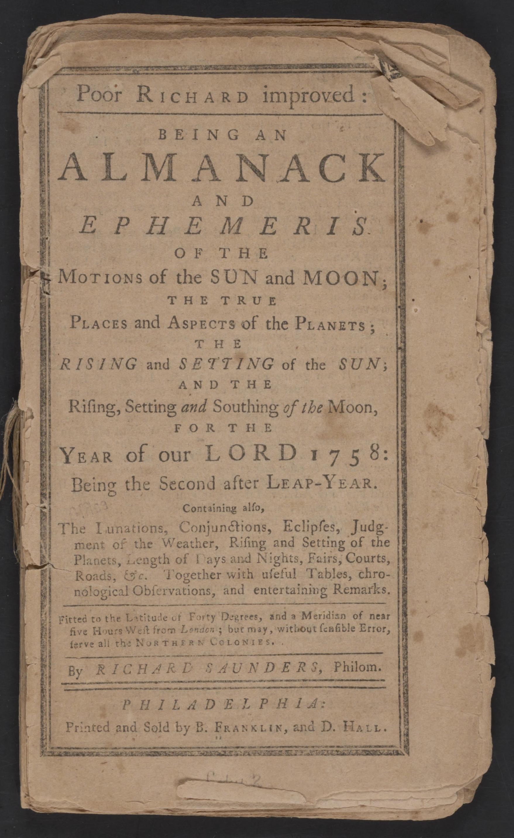 By the People Poor Richard : an almanack, for the year of Christ (North ...