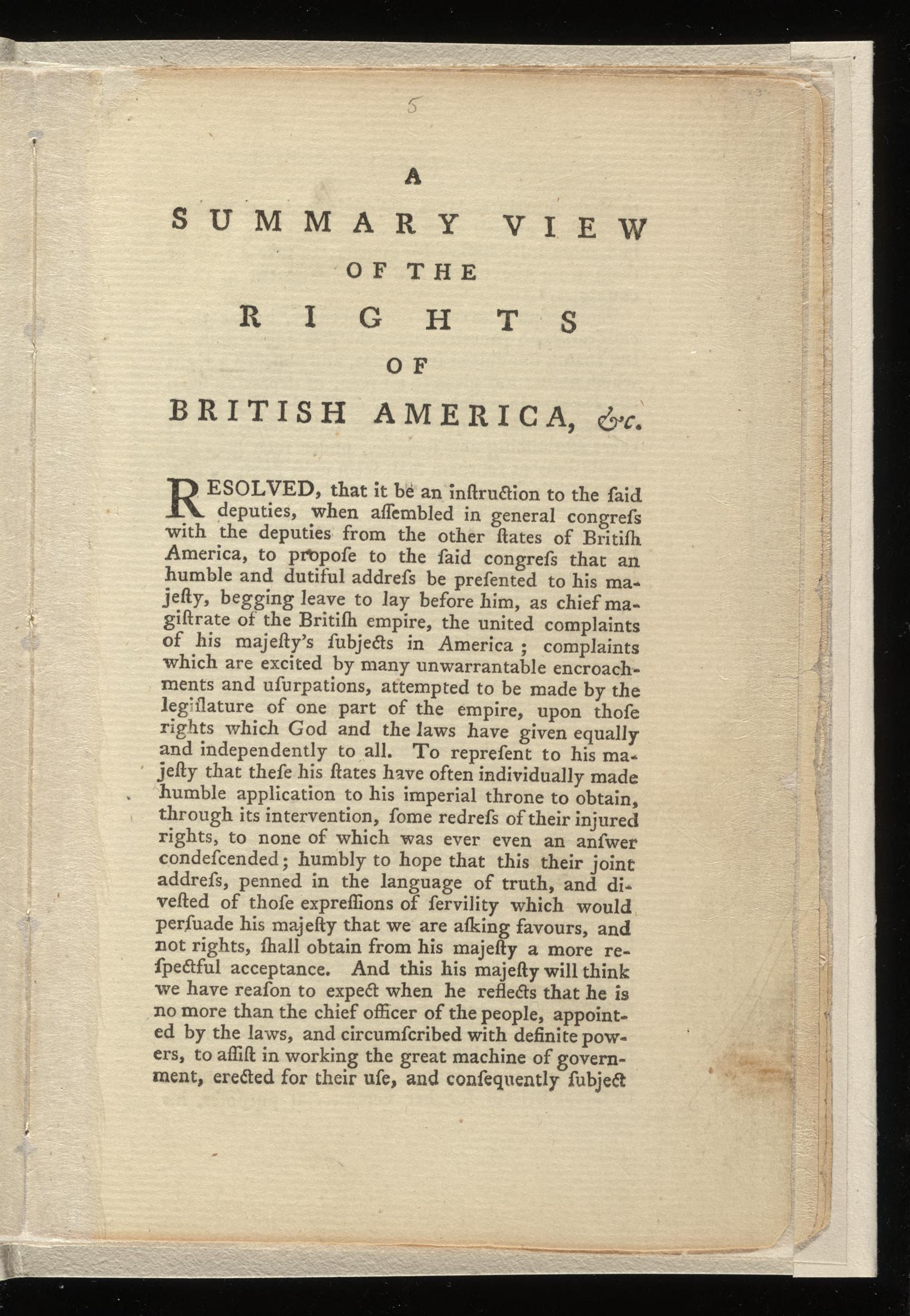 By the People A summary view of the rights of British America : set ...