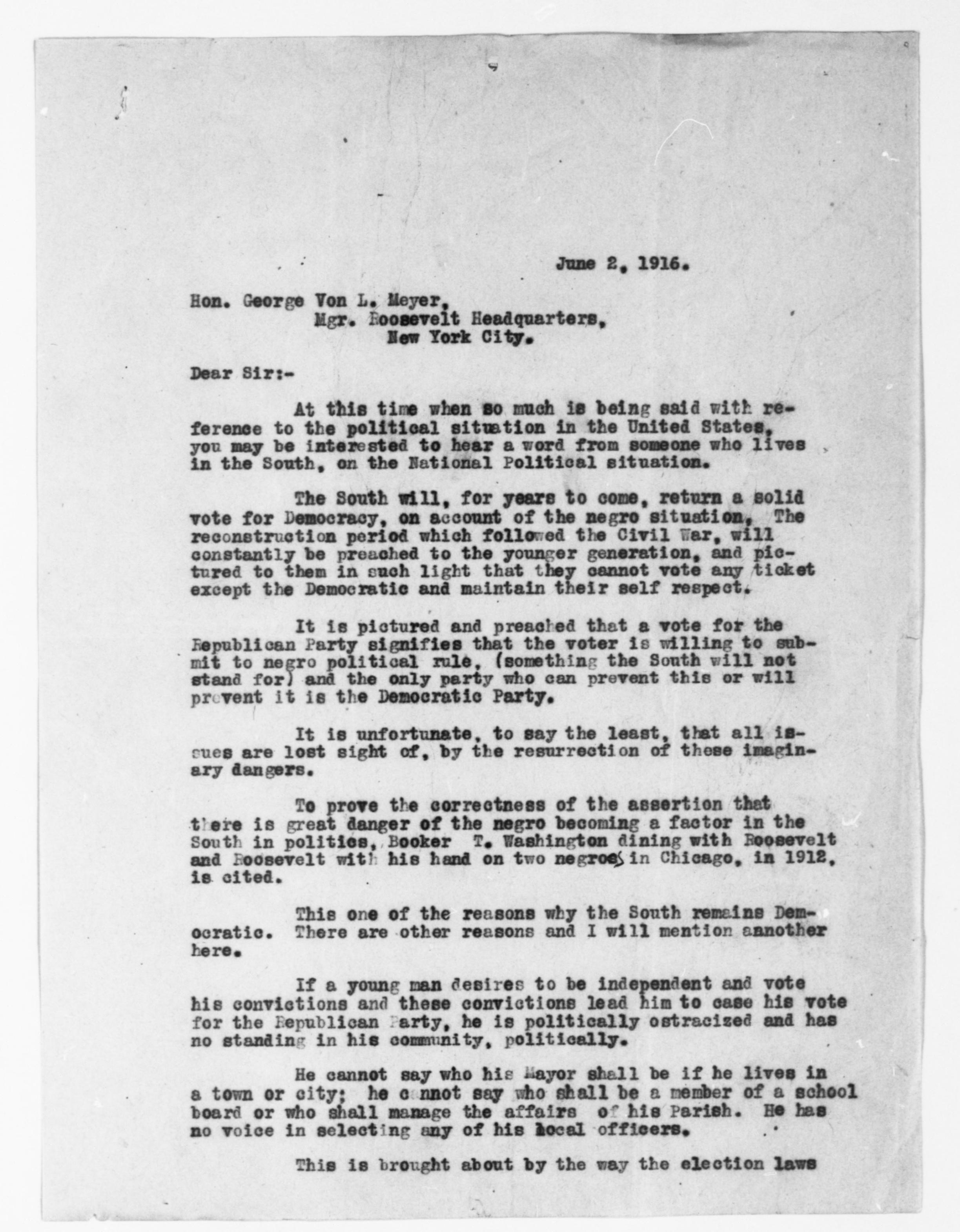 By the People Theodore Roosevelt Papers: Series 1: Letters and Related ...