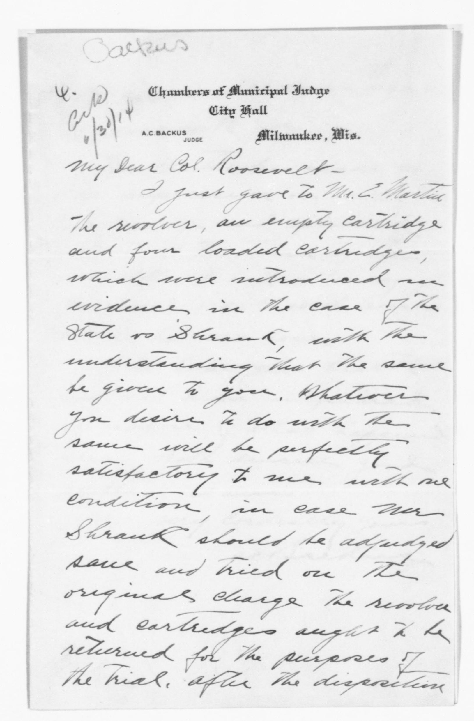 By the People Theodore Roosevelt Papers: Series 1: Letters and Related ...