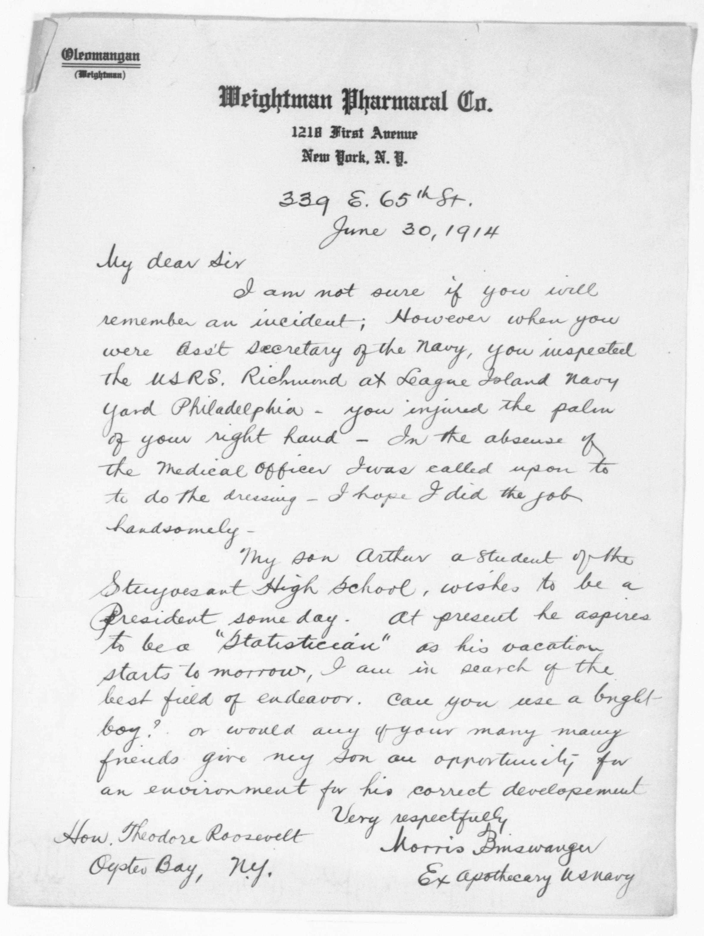 By the People Theodore Roosevelt Papers: Series 1: Letters and Related ...
