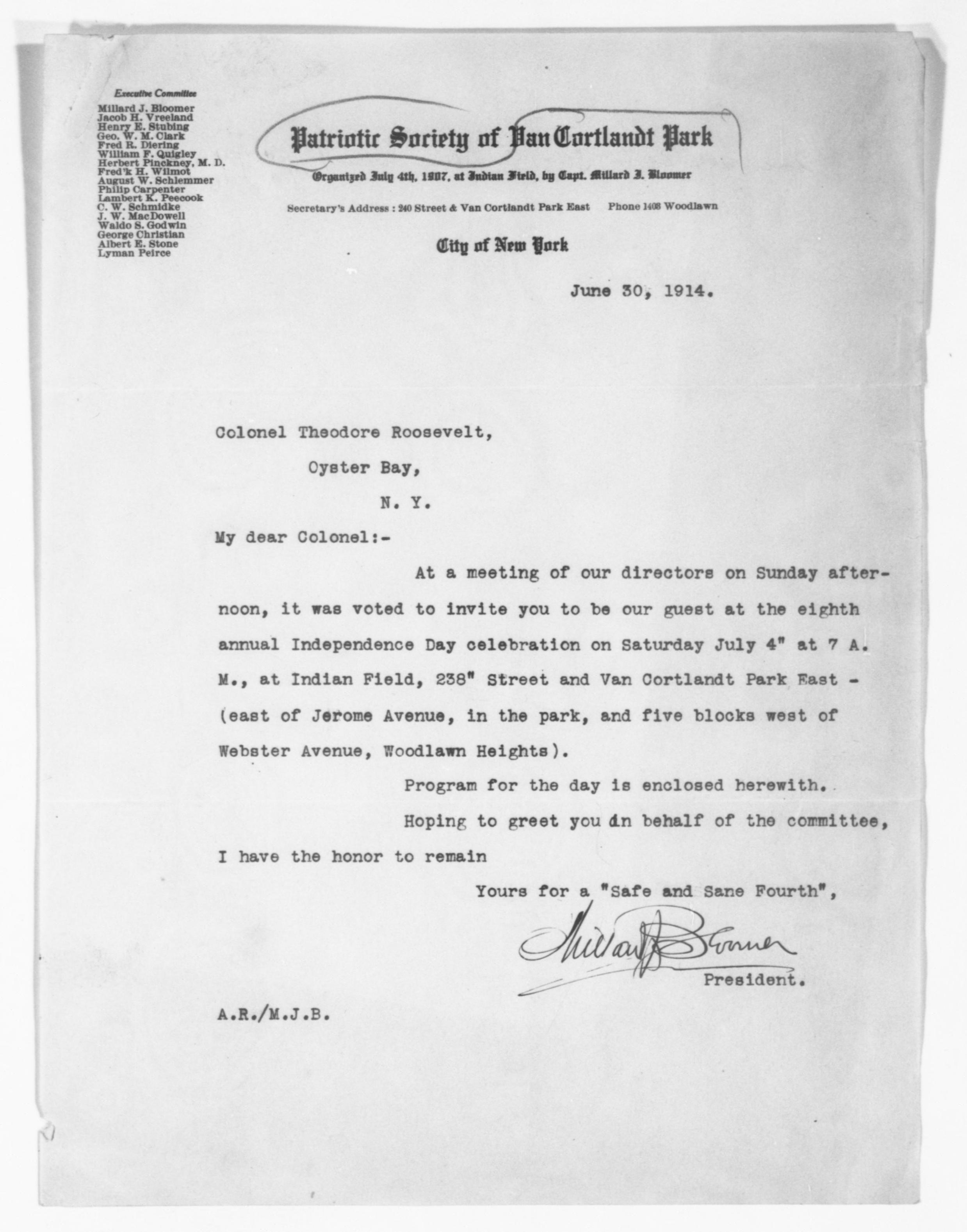 By the People Theodore Roosevelt Papers: Series 1: Letters and Related ...