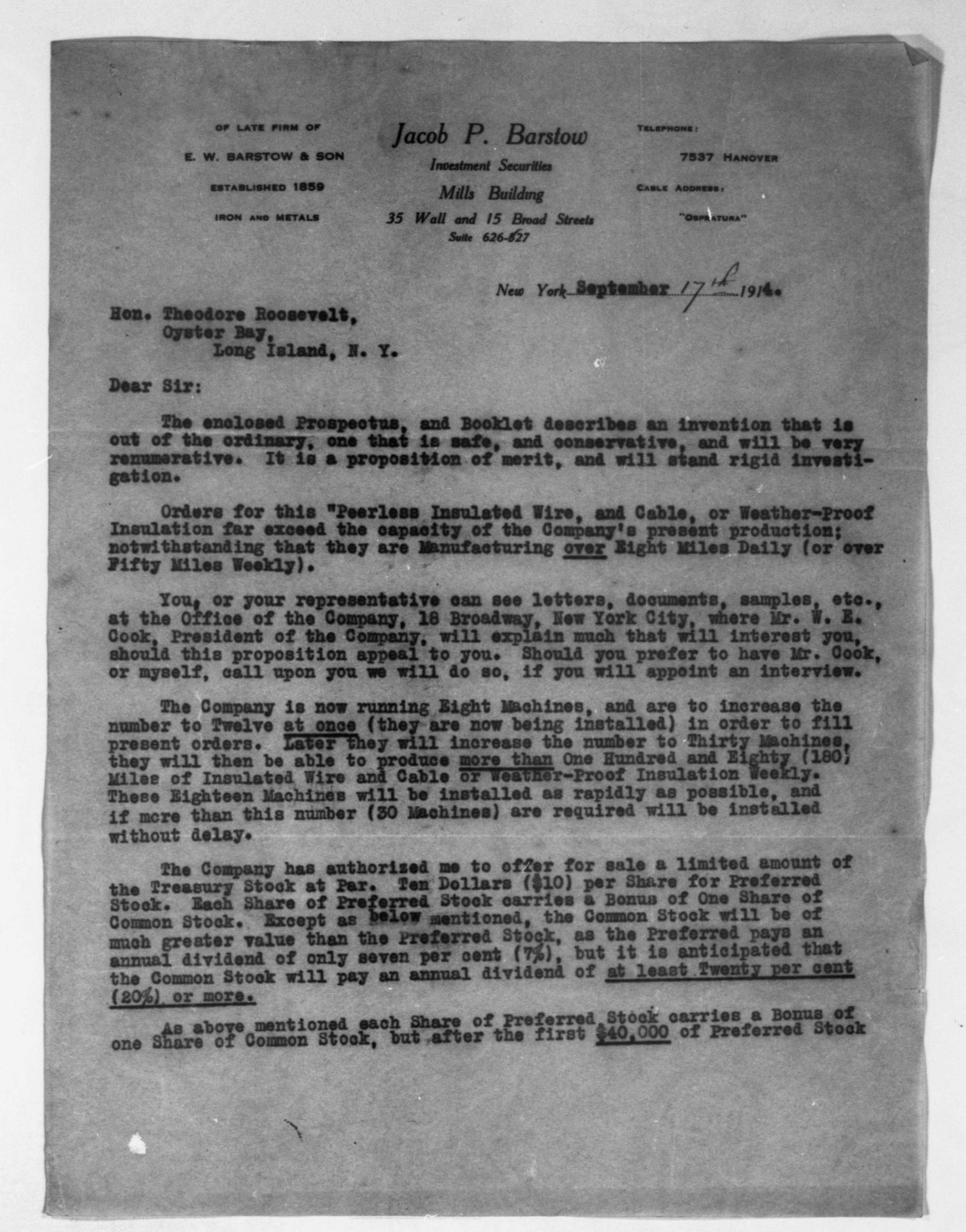 By the People Theodore Roosevelt Papers: Series 1: Letters and Related ...