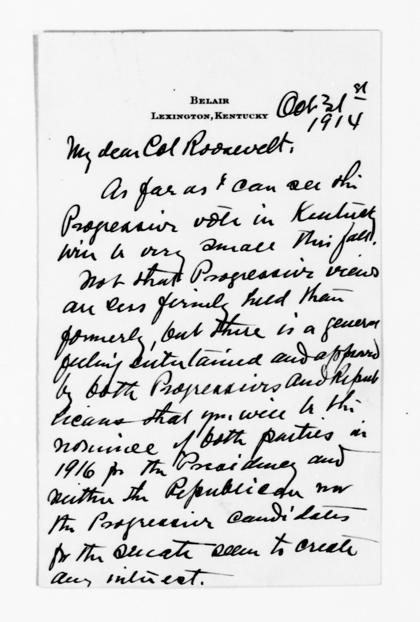 By the People Theodore Roosevelt Papers: Series 1: Letters and Related ...