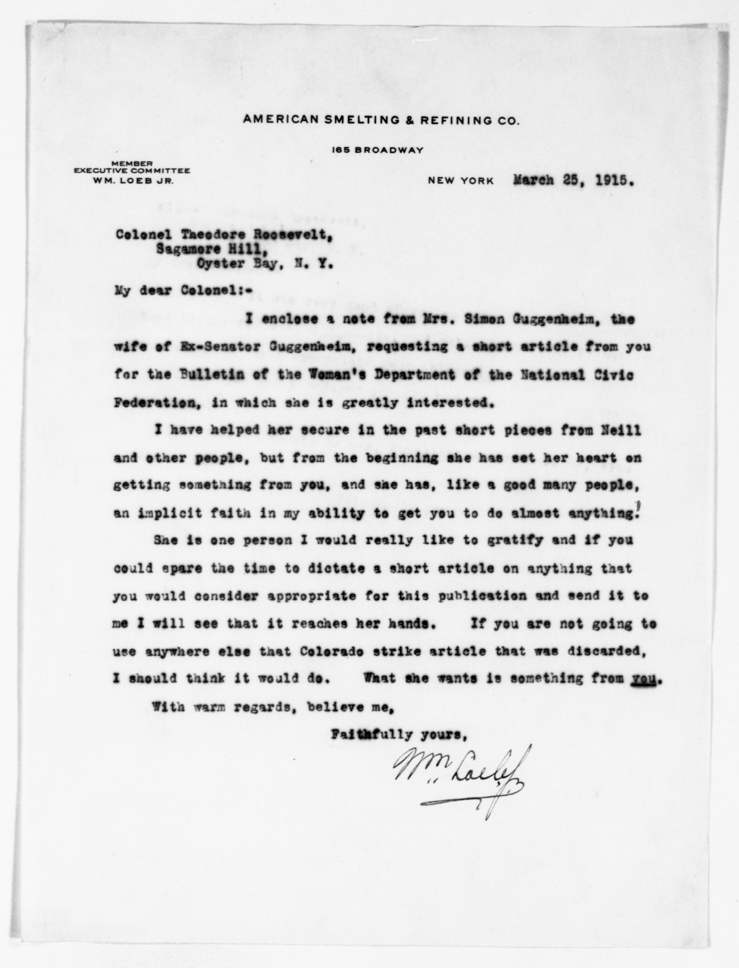 By the People Theodore Roosevelt Papers: Series 1: Letters and Related ...